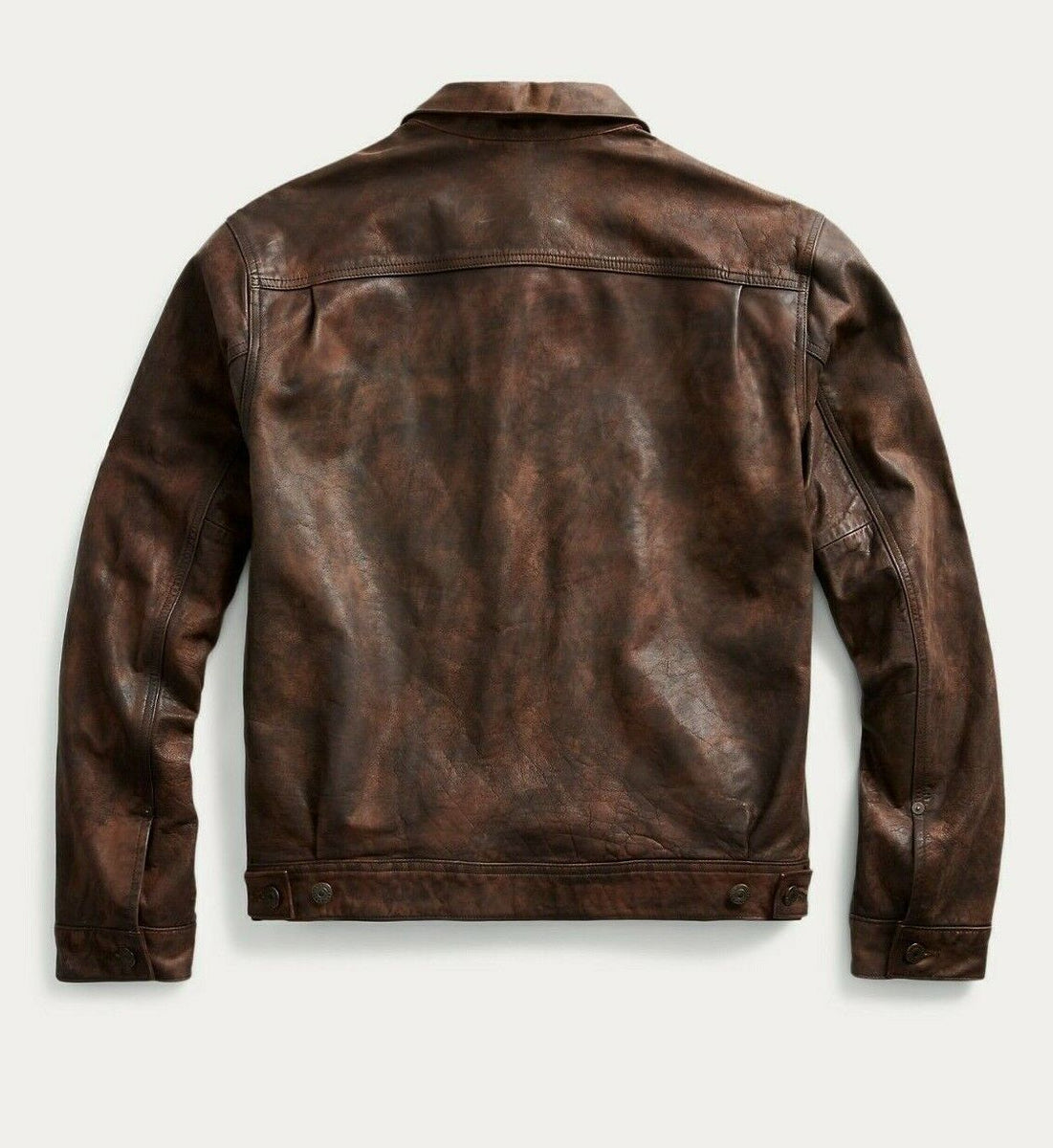 RRL Ralph Lauren Leather Buffalo Hide Jacket Denim Jacket Lined XL Ext ...